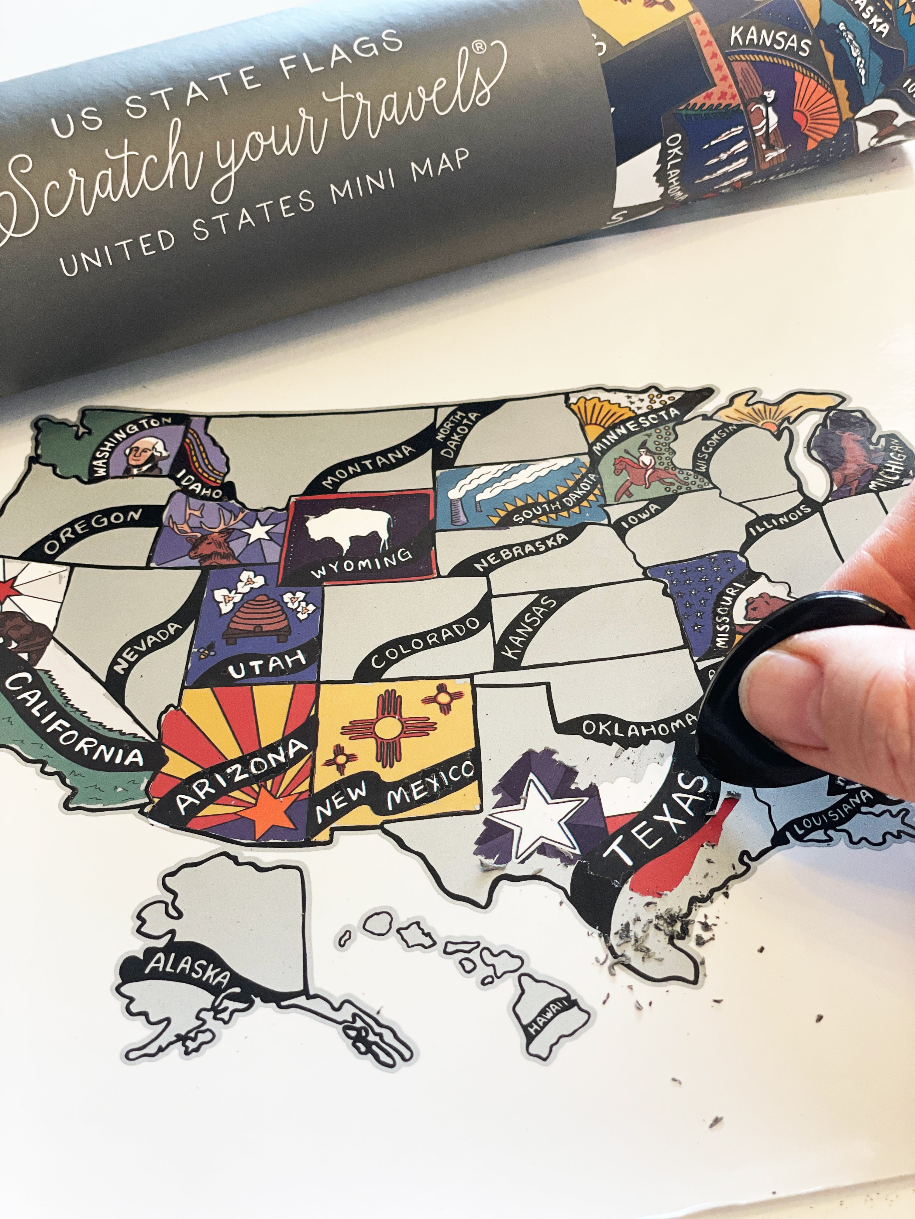 Scratch Your Travels USA State Flag Map (10x8") — JetsetterMaps