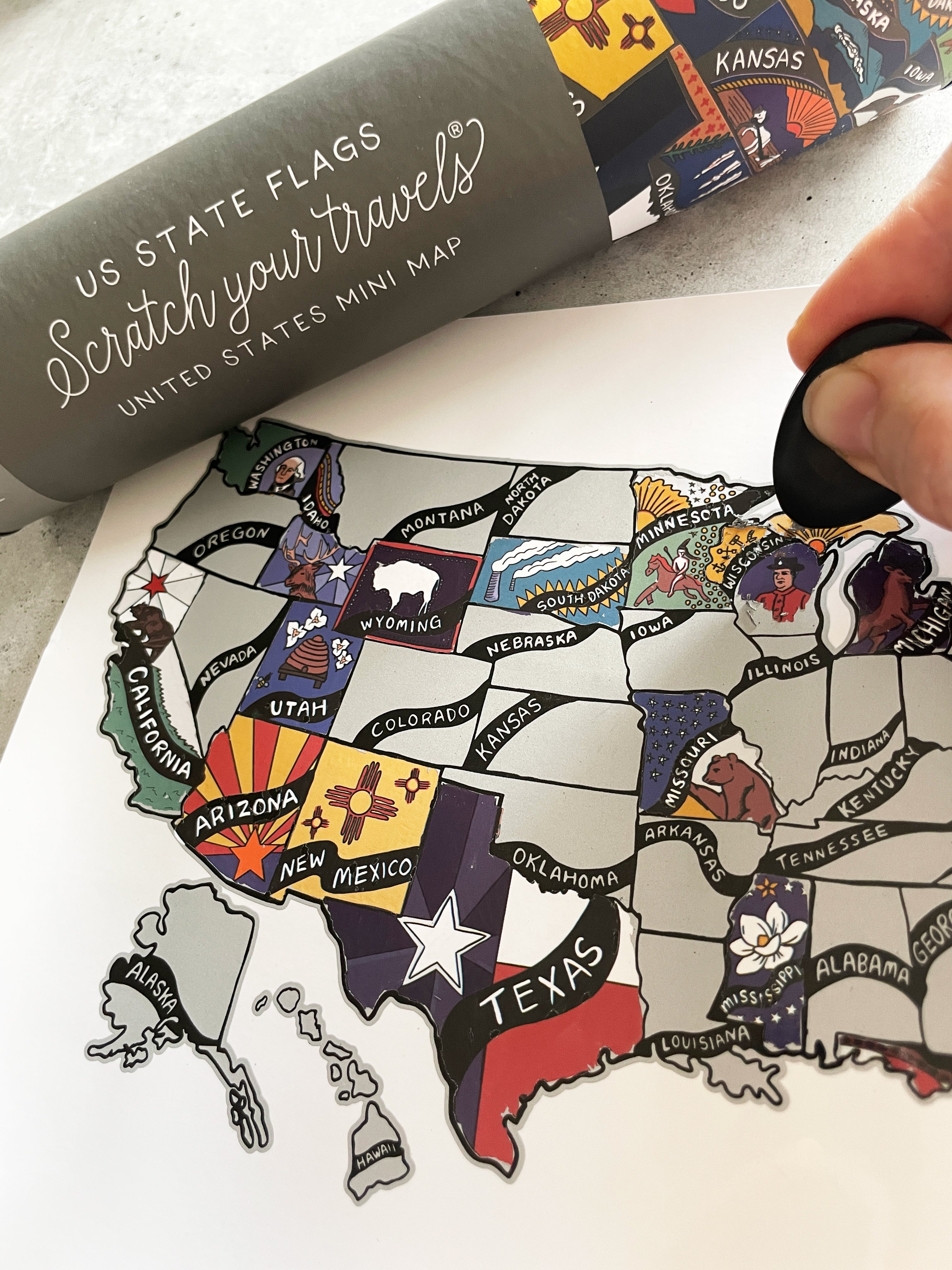 Scratch Your Travels USA State Flag Map (10x8") — JetsetterMaps