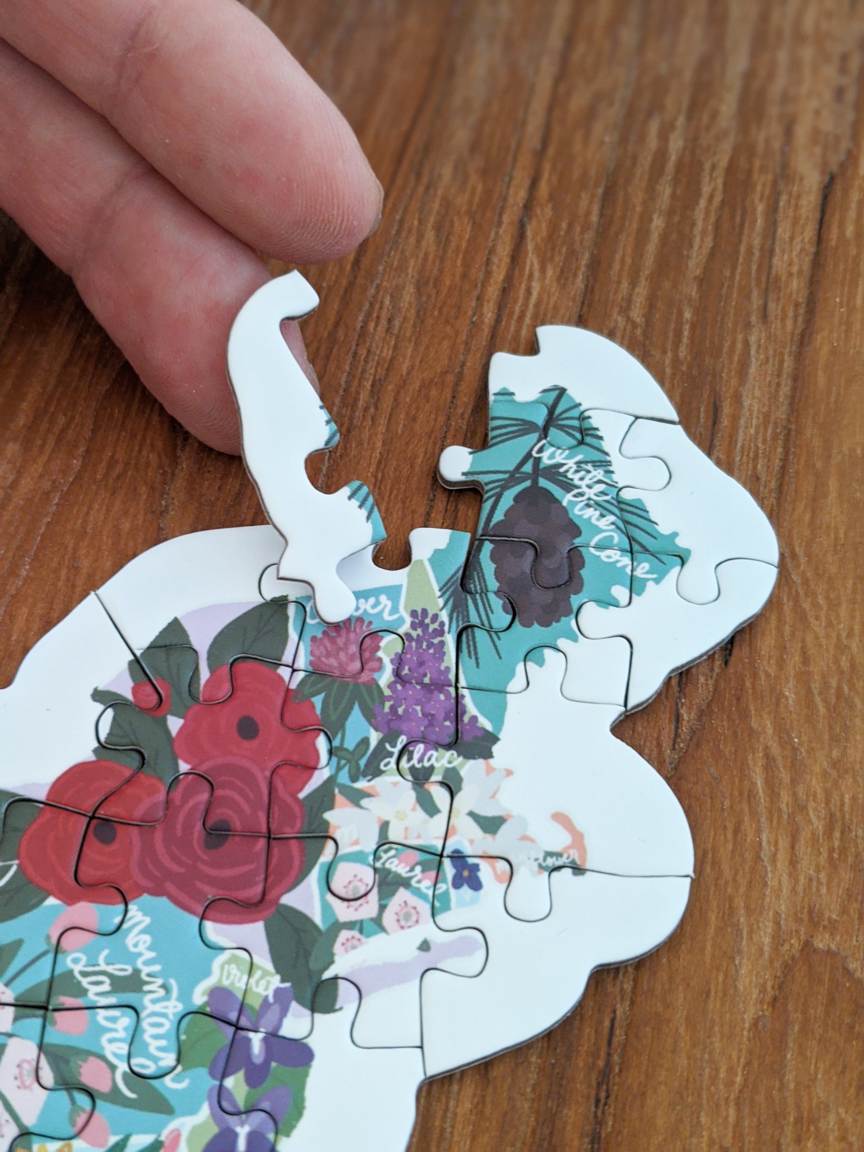 Map Shaped US State Flowers Jigsaw Puzzle (275 pc) — JetsetterMaps