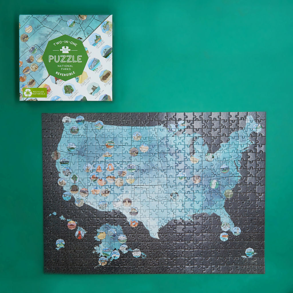 Reversible Two-In-One US National Parks Puzzle (500 pcs) — JetsetterMaps